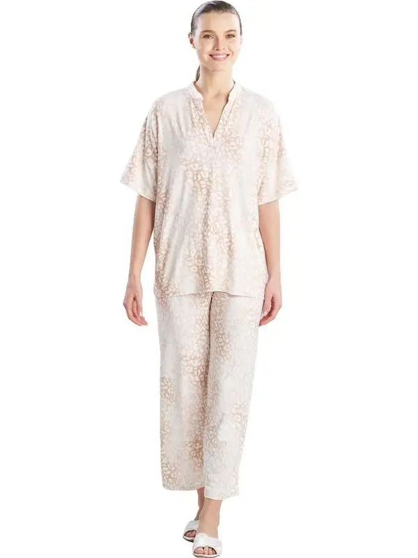 Natori Misty Leopard Knit Pajama Set - Pink