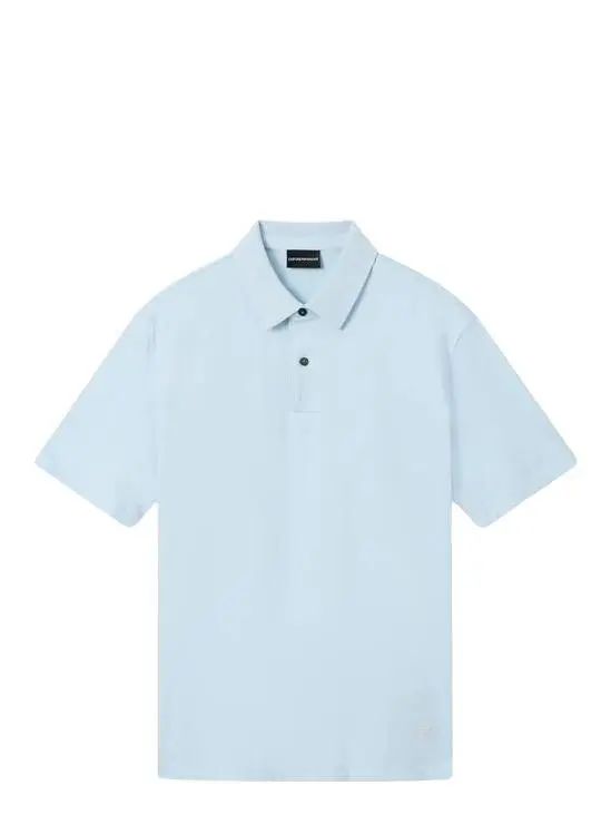 Emporio Armani Loose-fit Polo Shirt In Light Jersey - Blue