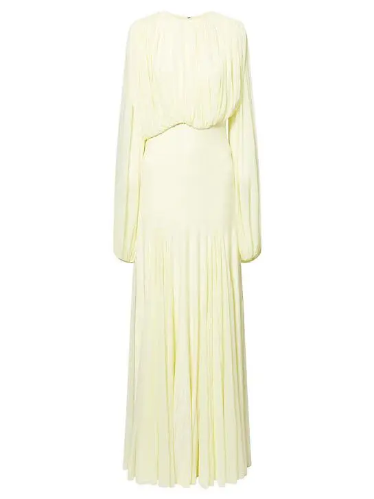 DEME Draped Stretch-woven Maxi Dress With Scarf - Butter Yellow