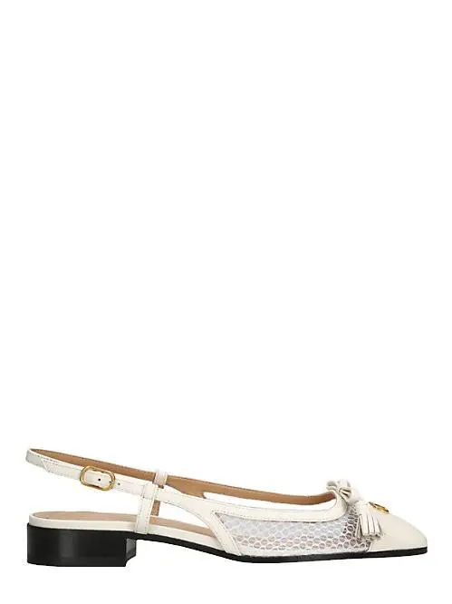 Valentino Garavani Valet Du Roi 25 Leather Slingback Flats - White
