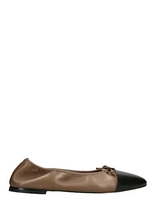 Dear Frances Gala Leather Ballet Flats - Brown/oth