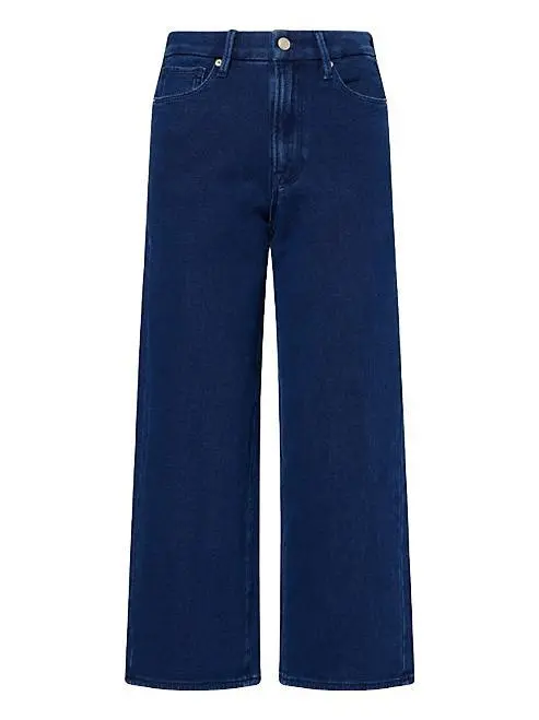 Good American Cotton-jersey Crop-palazzo Leg Trousers - Indigo377