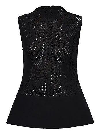 Alaïa Ruffled-hem Sleeveless Wool-blend Top - Noir Alaia