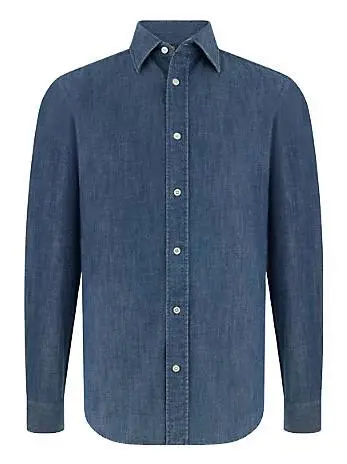 Boggi Milano Regular-fit Cotton Denim Shirt - Medium Blue