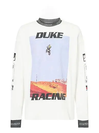 DUKE + DEXTER Motocross Waffle-knit Cotton Top - White