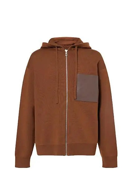 Loewe Leather Patch-pocket Wool Hoody - Brown