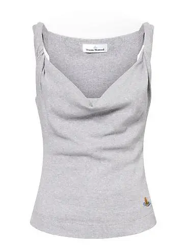 VIVIENNE WESTWOOD Anna Twisted-straps Stretch-cotton Top - Grey Melange