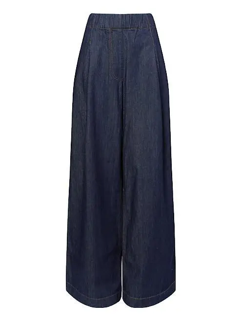 Dries Van Noten Pleated Wide-leg Denim Trousers - Indigo