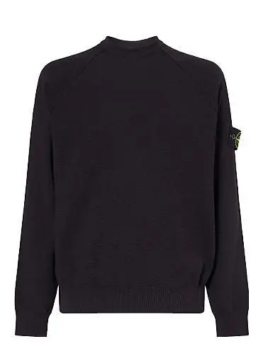 Stone Island Brand-patch Crew-neck Cotton Knit Jumper - Navy Blue