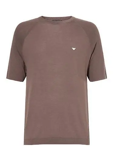 Emporio Armani Logo-embroidered Crew-neck Knitted Top - Major Brown