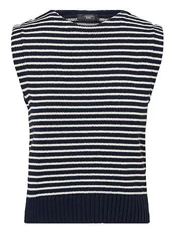 Max Mara Striped Cotton-blend Waistcoat - Navy Small Stripe