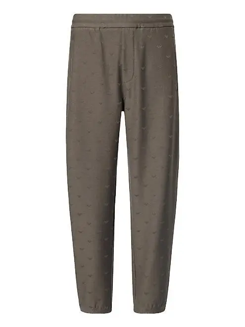 Emporio Armani Eagle Logo-embroidered Cotton-jersey Jogging Bottoms - U8112 Eagle Jacquard
