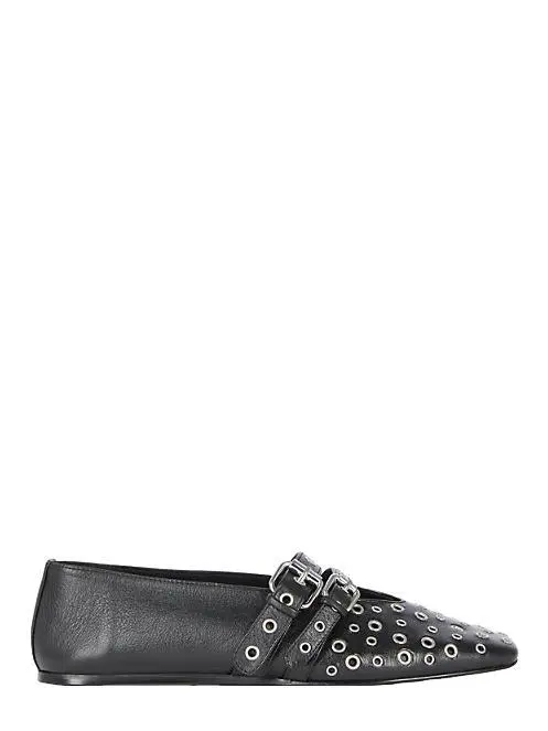 The Kooples Eyelet-detail Leather Mary Jane Shoes - Black