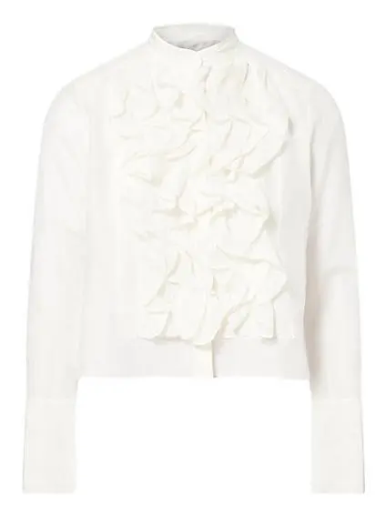 TWP Ruffled Cotton And Silk Shirt - White