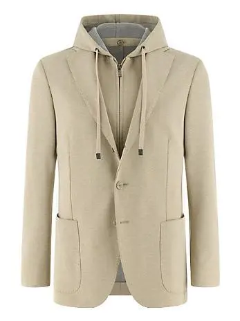 Boggi Milano Madison Removable-hood Stretch-jersey Jacket - Beige