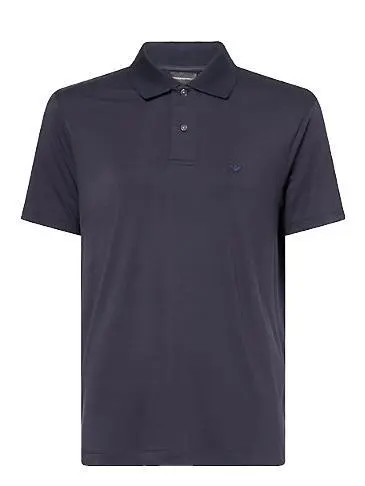 Emporio Armani Logo-embroidered Modal-blend Polo Top - Blue Navy