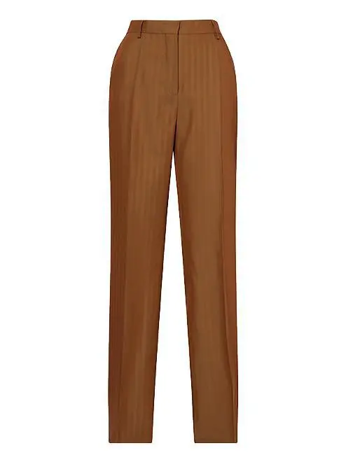 Dries Van Noten Striped Straight-leg Wool-blend Trousers - Tan