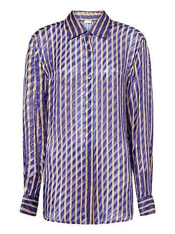 Dries Van Noten Striped Long-sleeved Woven Shirt - Purple