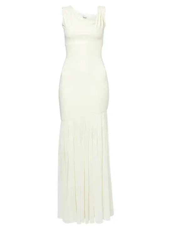 DEME Draped-neckline Stretch-woven Maxi Dress - Off White