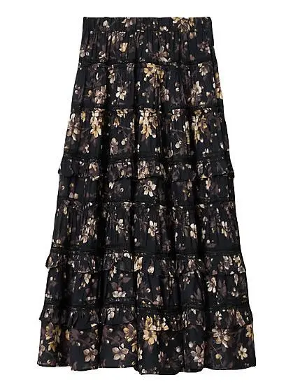 ALLSAINTS Talia Floral-print Maxi Skirt - Vine Black