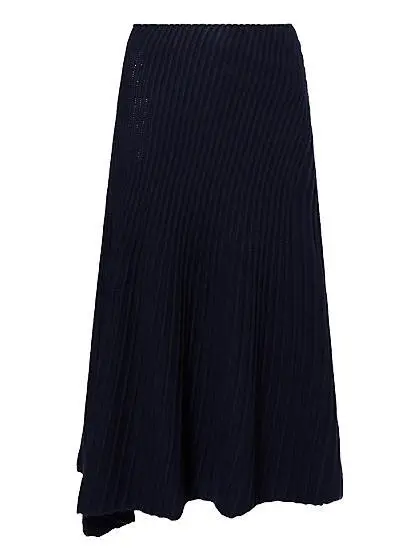 Alaïa Ribbed Wool And Cashmere Midi Skirt - Minuit