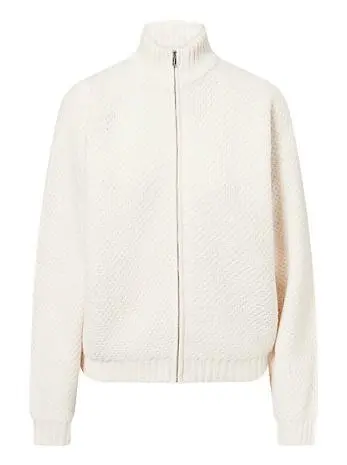 ADANOLA Funnel-neck Zip-up Knitted Jumper - Marshmallow White