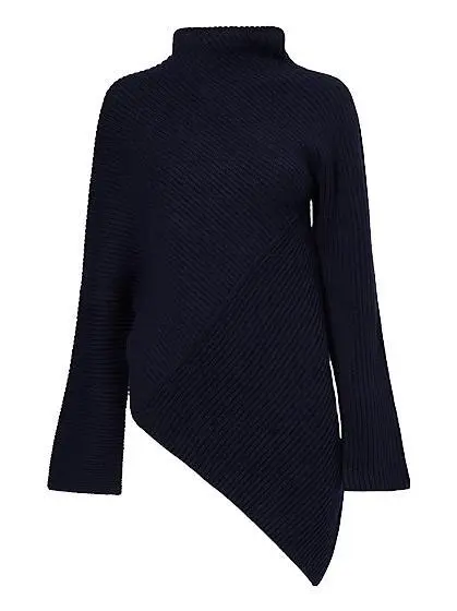 Alaïa Twisted Asymmetric Wool And Cashmere Jumper - Minuit