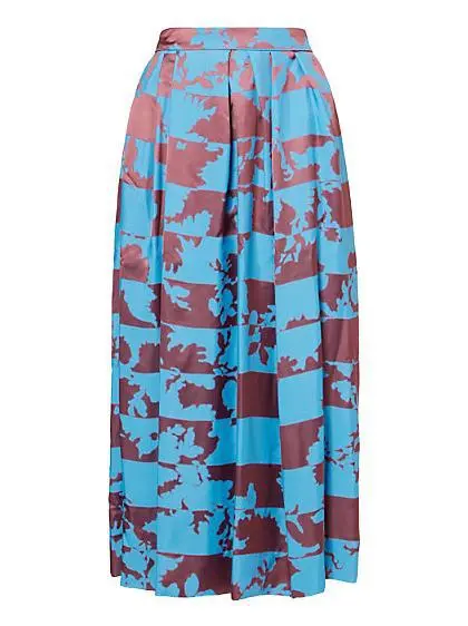 Dries Van Noten Pleated Printed Woven Midi Skirt - Blue