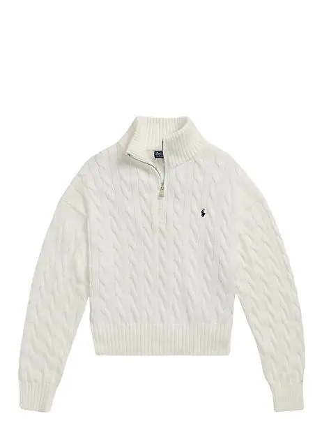 Polo Ralph Lauren Funnel-neck Cable-knit Cotton Jumper - White