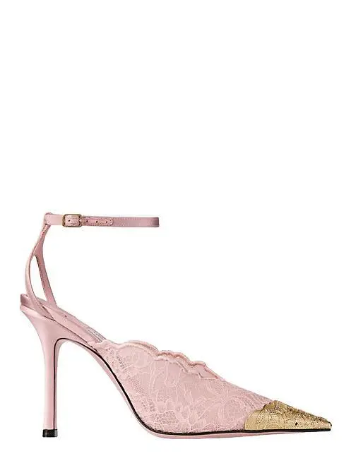 JIMMY CHOO Faiz 100 Lace Pumps - Rose/light Gold