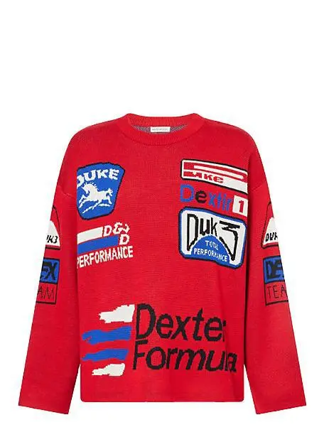 DUKE + DEXTER Motif-knit Wool-blend Jumper - Red