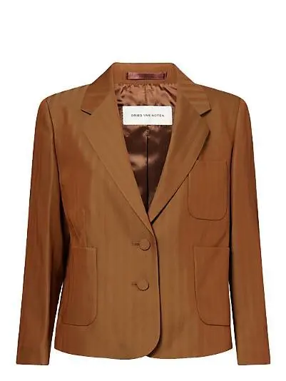 Dries Van Noten Striped Wool-blend Cropped Blazer - Tan