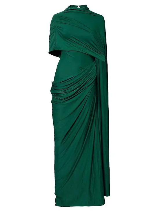 DEME Lucinda Draped Stretch-woven Maxi Dress - Emerald Green