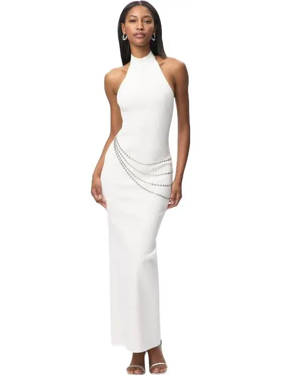 Herve Leger Sybil Column Gown - Alabaster