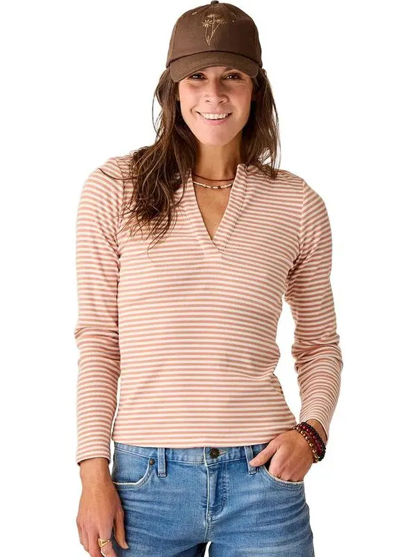 Carve Designs Ever Henley - Crema Stripe