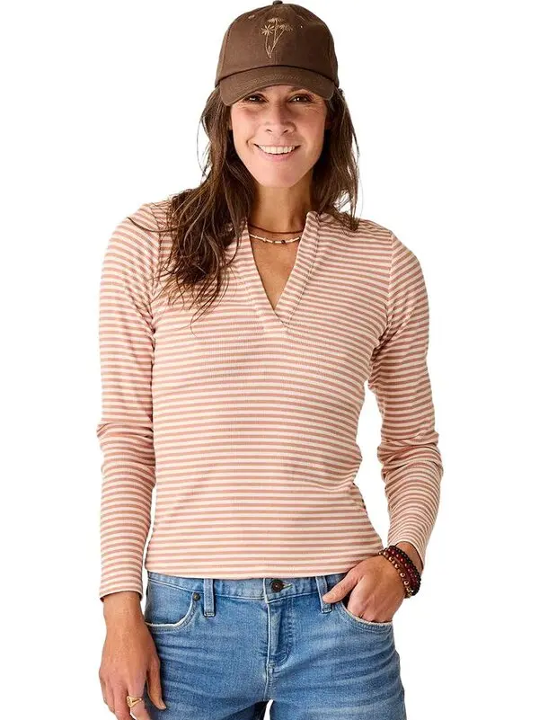 Carve Designs Ever Henley - Crema Stripe
