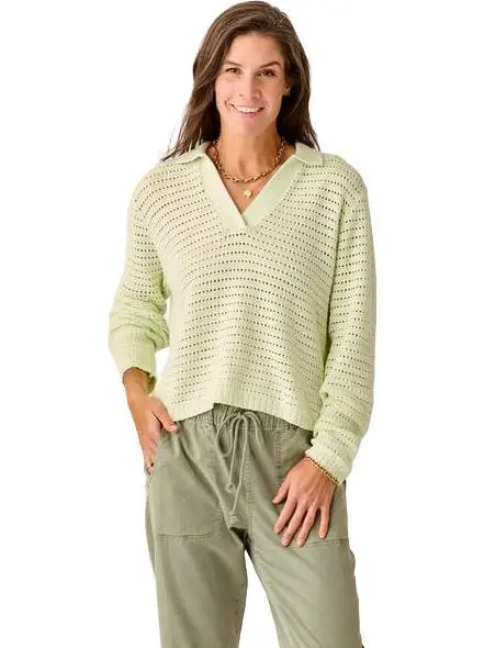 Carve Designs Morgan Polo Sweater - Honeydew