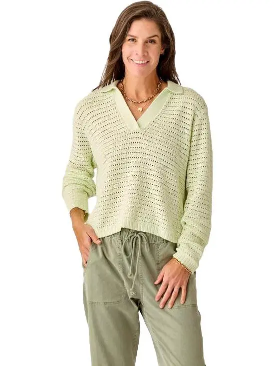 Carve Designs Morgan Polo Sweater - Honeydew