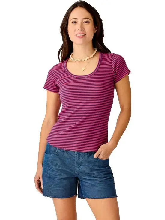 Carve Designs Ribbed Scoop Neck T-shirt - July Stripe