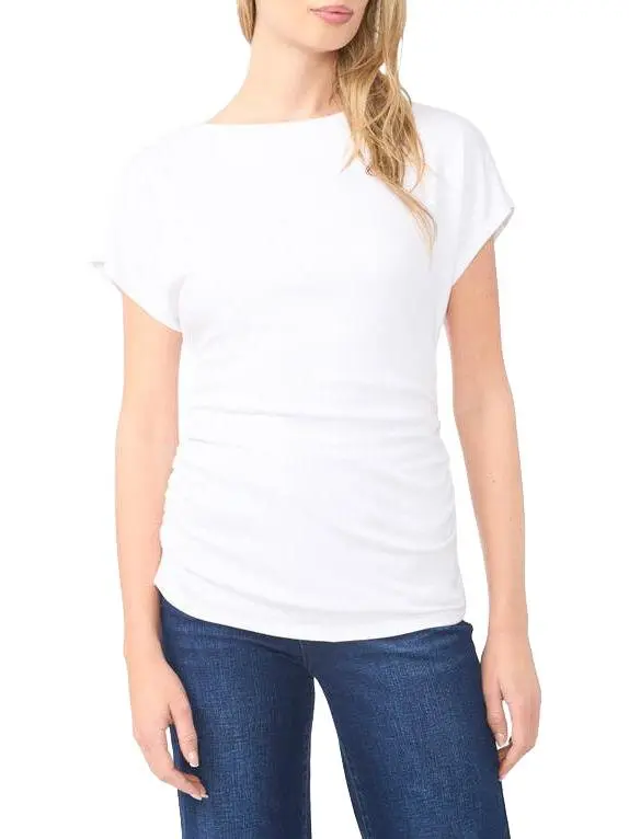 Halogen Shirred Dolman Short Sleeve Ponte Top - Bright White