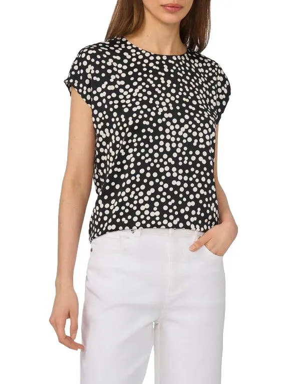 Halogen Polka Dot Crepe Top - Rich Black