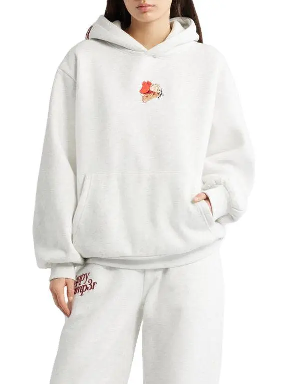 HAPPY CAMP3R Embroidered Cotton-blend Fleece Hoodie - Heather Gray