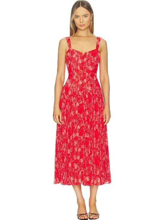 Cinq À Sept Botanical Floral Pascual Dress - Red