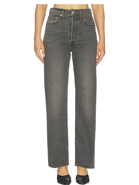 LEVI'S Ribcage Full Length Straight Leg Jeans - Grey