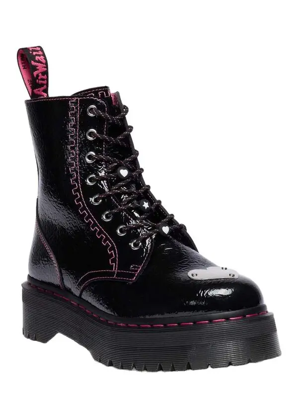Dr. Martens Jadon Distressed Patent Leather Platform Boots - Black