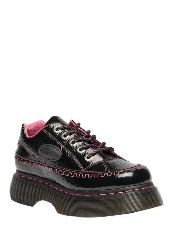 Dr. Martens Buzz 5-eye Distressed Patent Leather Shoes - Black
