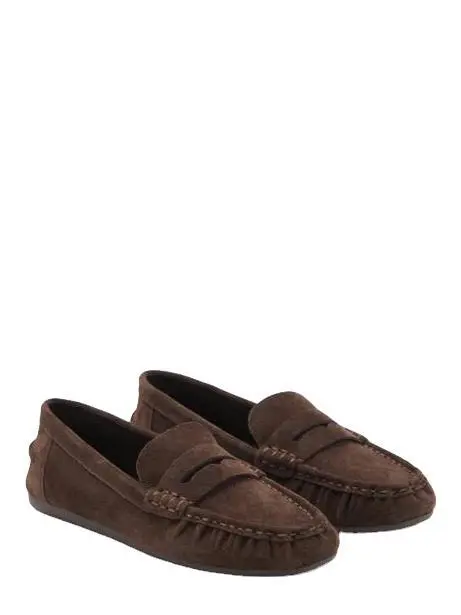 Mango Suede Penny Loafer - Chocolate