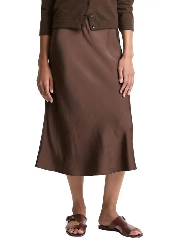 Vince Satin Slip Skirt - Dark Bark