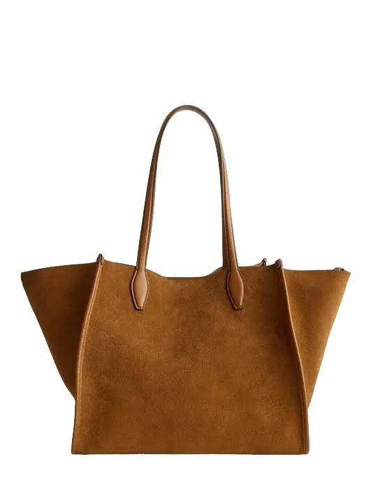 Madewell The Lexington Suede Tote - Aged Cognac