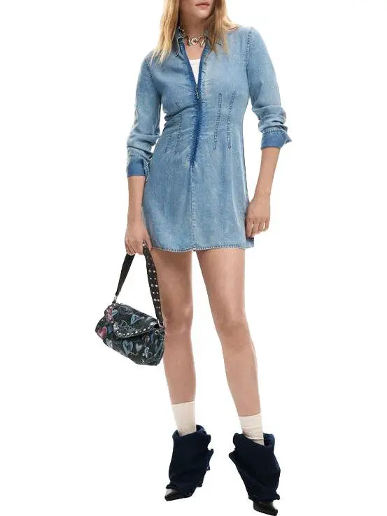 Desigual Long Sleeve Denim Shirtdress - Light Blue